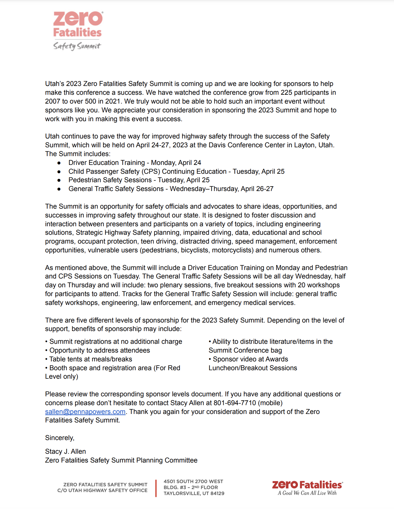 Safety Summit Sponsors - Utah Zero Fatalities Safety Summit